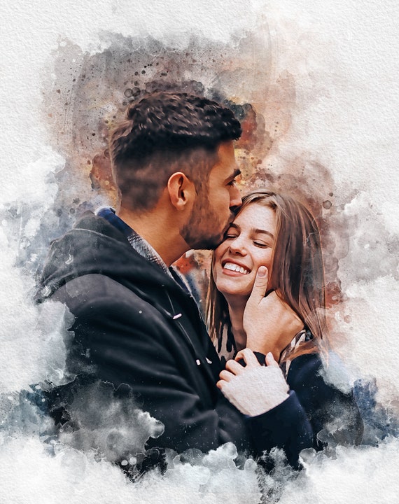 Custom Watercolor Portrait of the Couple Wedding Day Gift for - Etsy