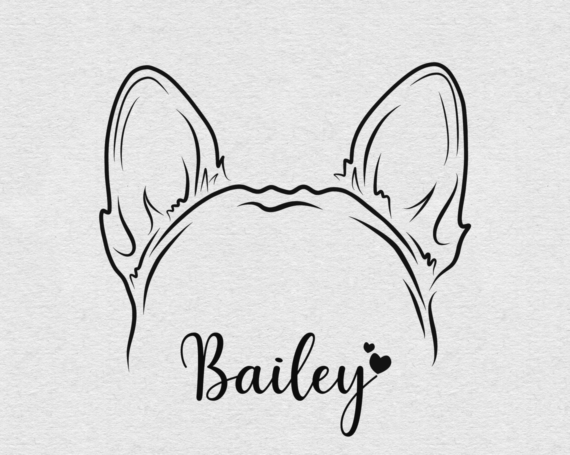 Custom Pet Ear Outline Drawing Dog Ear Drawing Pet Ear - Etsy