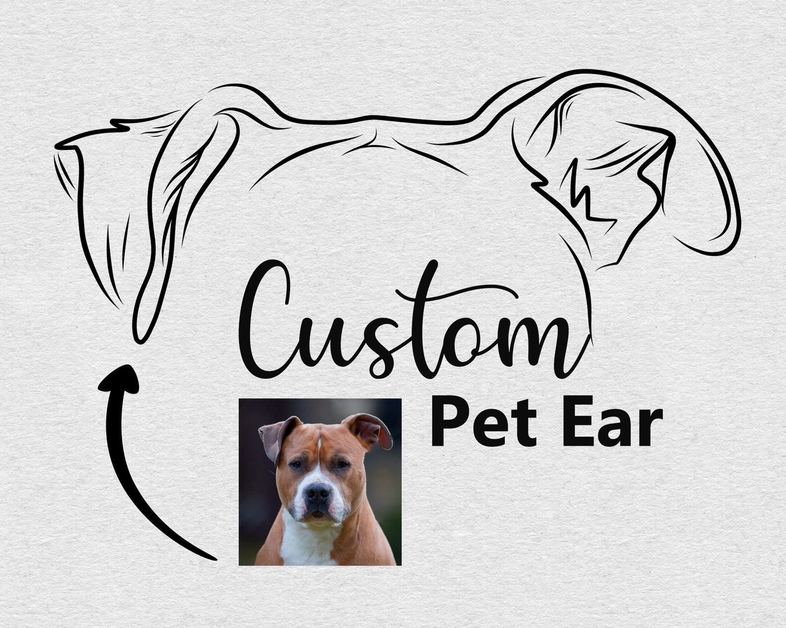 Custom Pet Ear Outline Drawing Dog Ear Drawing Pet Ear - Etsy