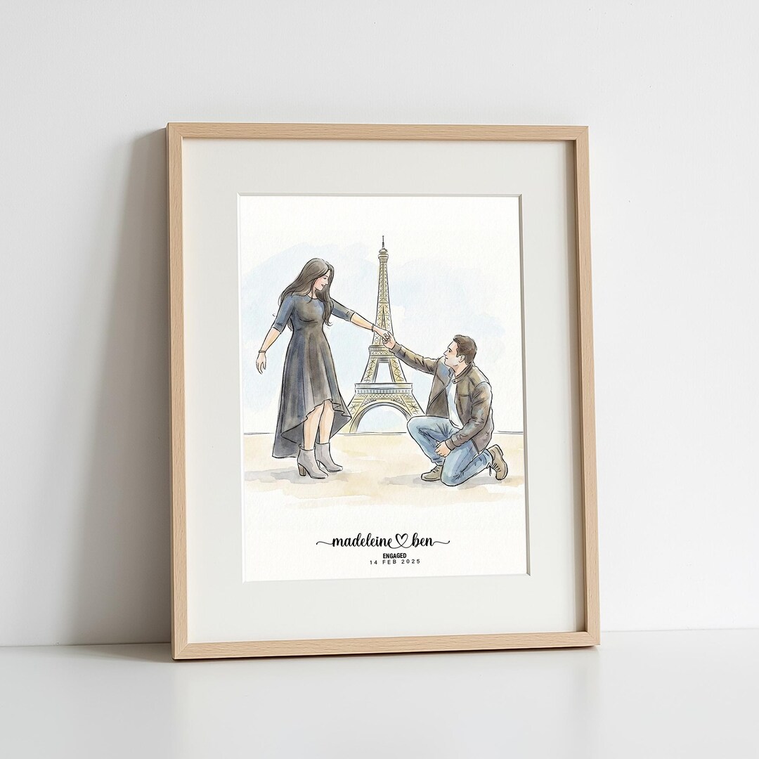 Custom Engagement Portrait Drawing | Photo to Sketch for Couples ...