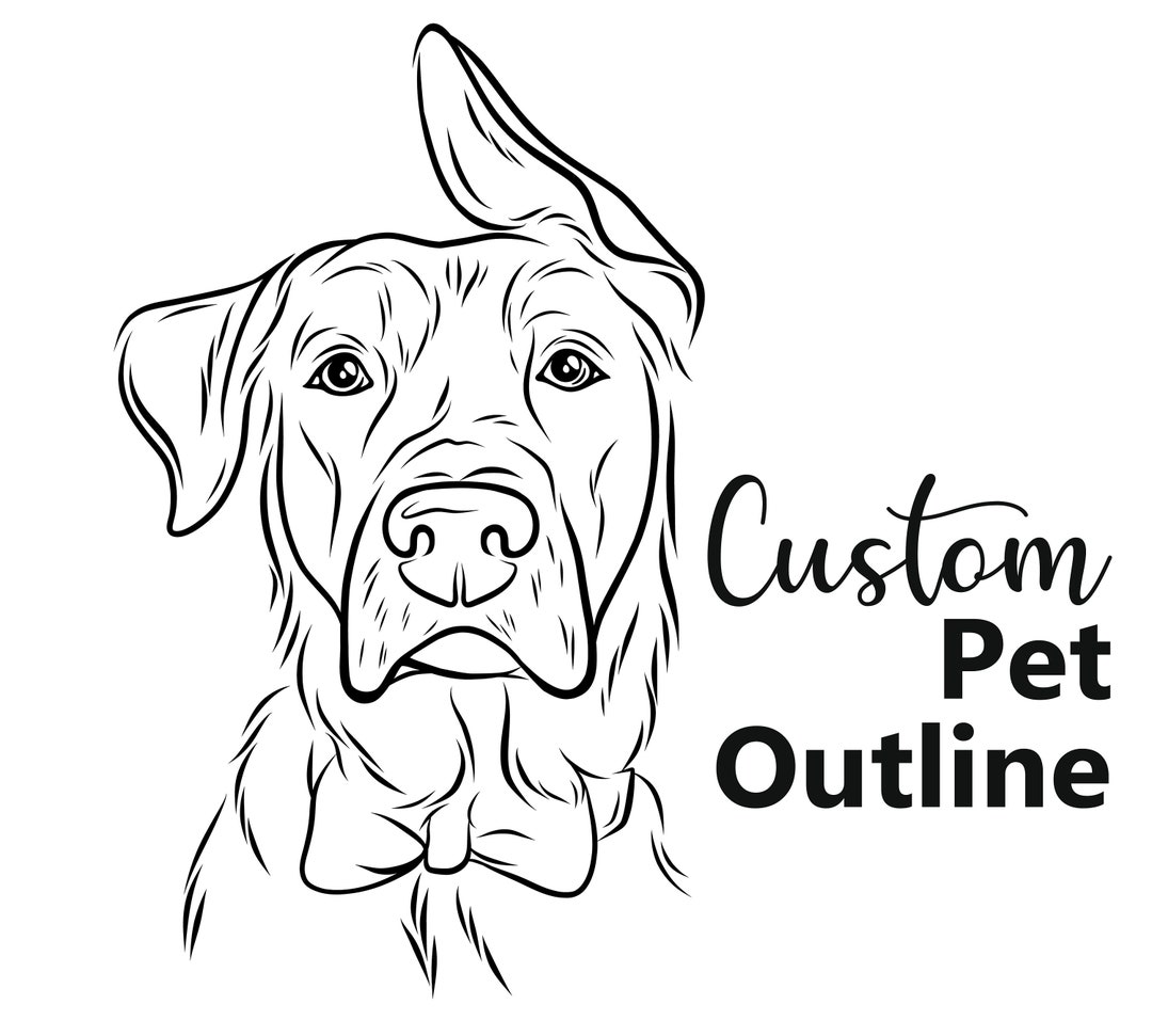 Custom Pet Outline Drawing, Dog Ear Drawing, Pet Tattoo Design, Cat ...