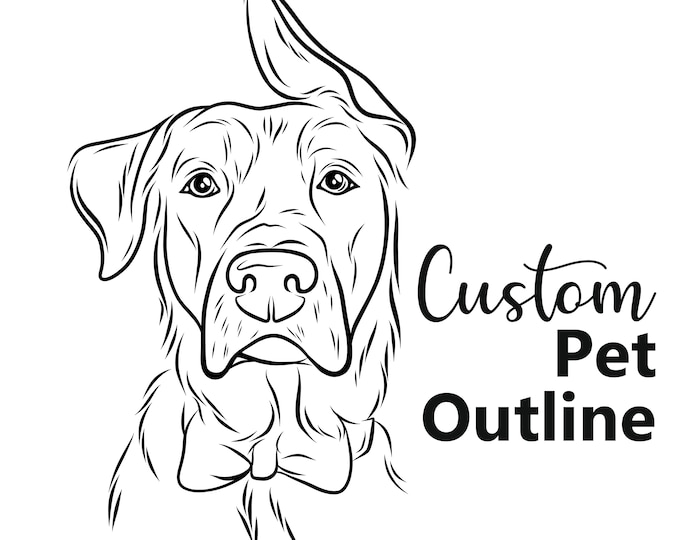 Custom Dog Portrait, Line Drawing, Pet Art, Line Dog Portrait, Dog ...