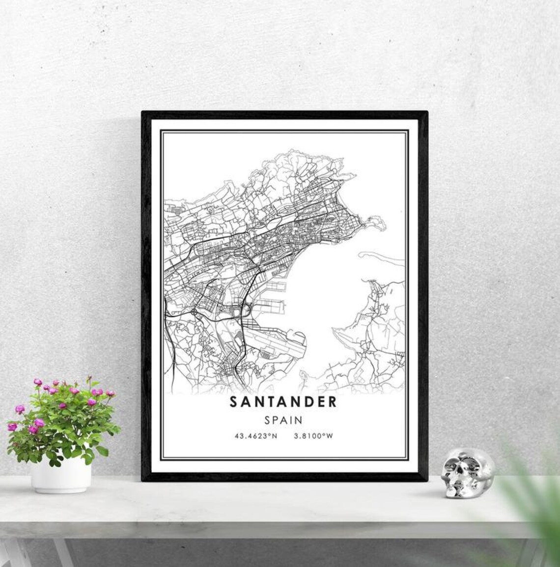Santander Map Print Poster Canvas Santander Spain Street Map | Etsy