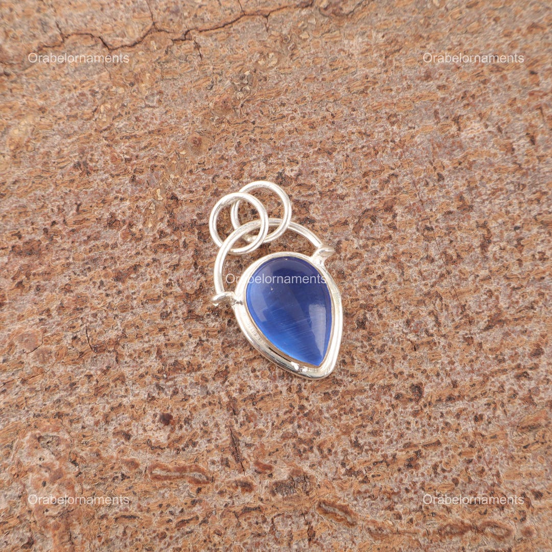 Remarkable Dark Blue Cat's Eye Pendant, Blue Gemstone Pendant, Pendant ...