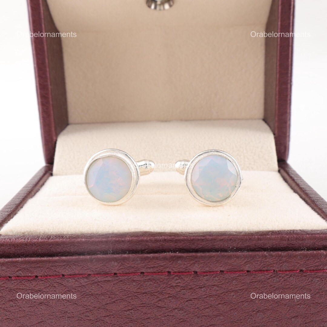 Remarkable Milky Opal Cufflink, Gemstone Cufflink, White Fixed Back ...