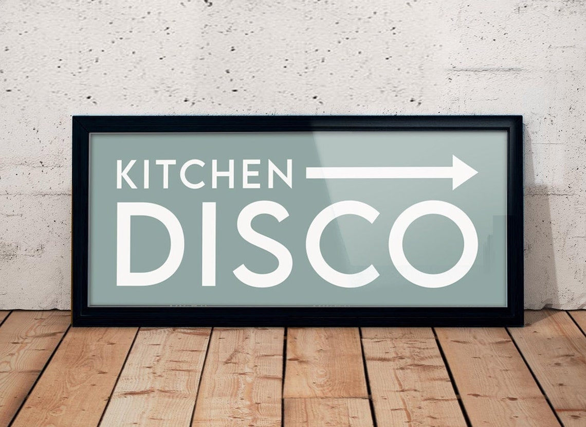 KITCHEN DISCO print & frame sign quote kitchen entry | Etsy