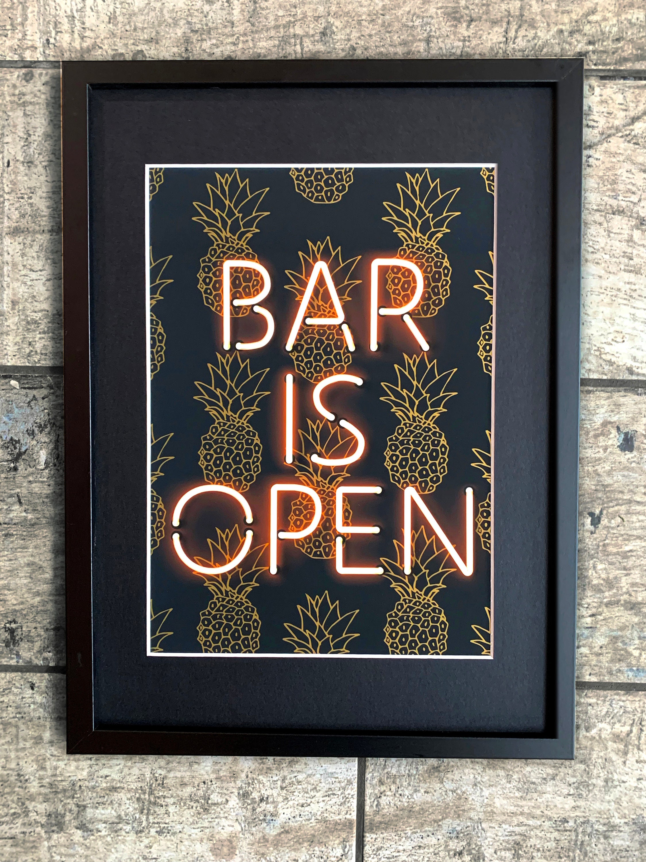 BAR IS OPEN Neon Effect Urban Art Print Bar Prints Bar - Etsy UK