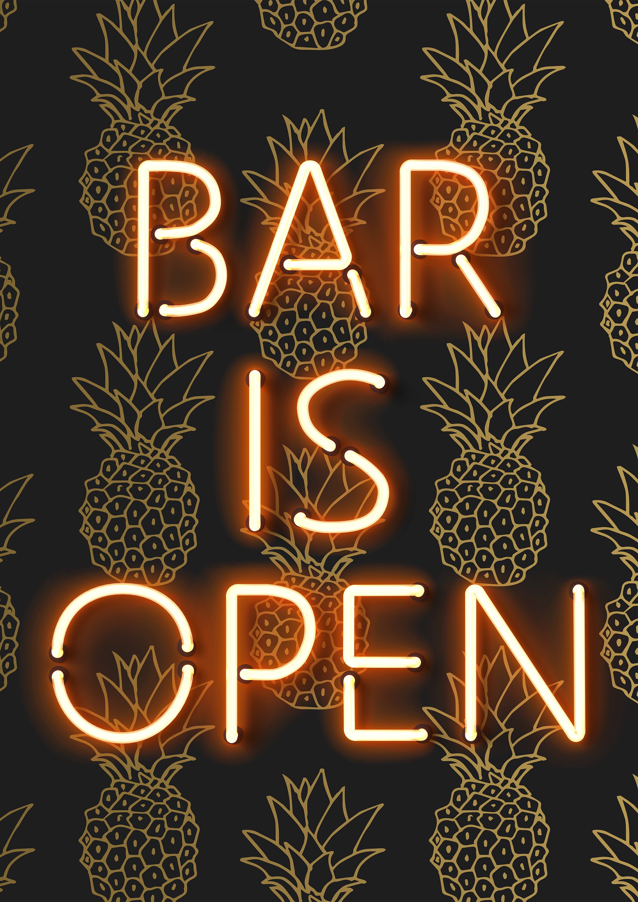BAR IS OPEN Neon Effect Urban Art Print Bar Prints Bar - Etsy UK