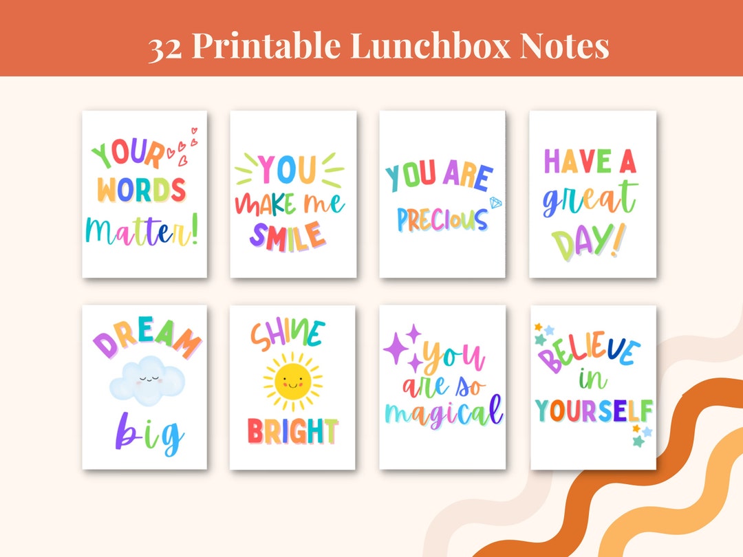 Printable Lunchbox Notes | Affirmation Notes | Notes for Kids | 32 ...