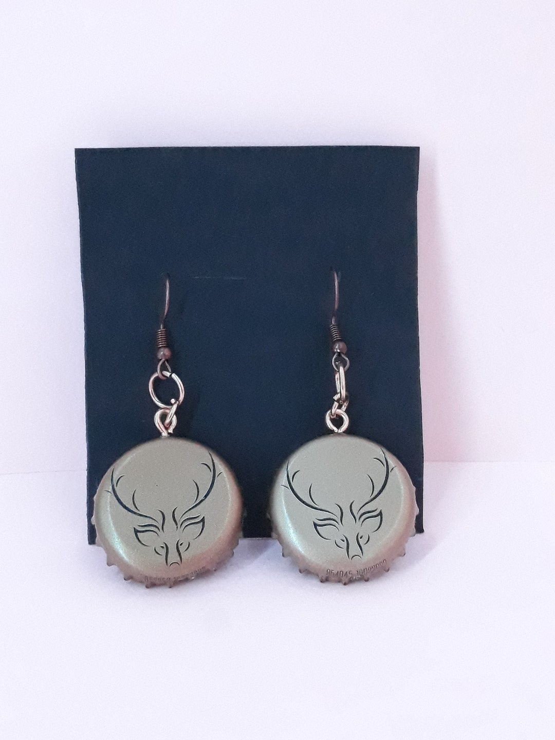 Gold Dangle Earrings With Deer Design - Etsy