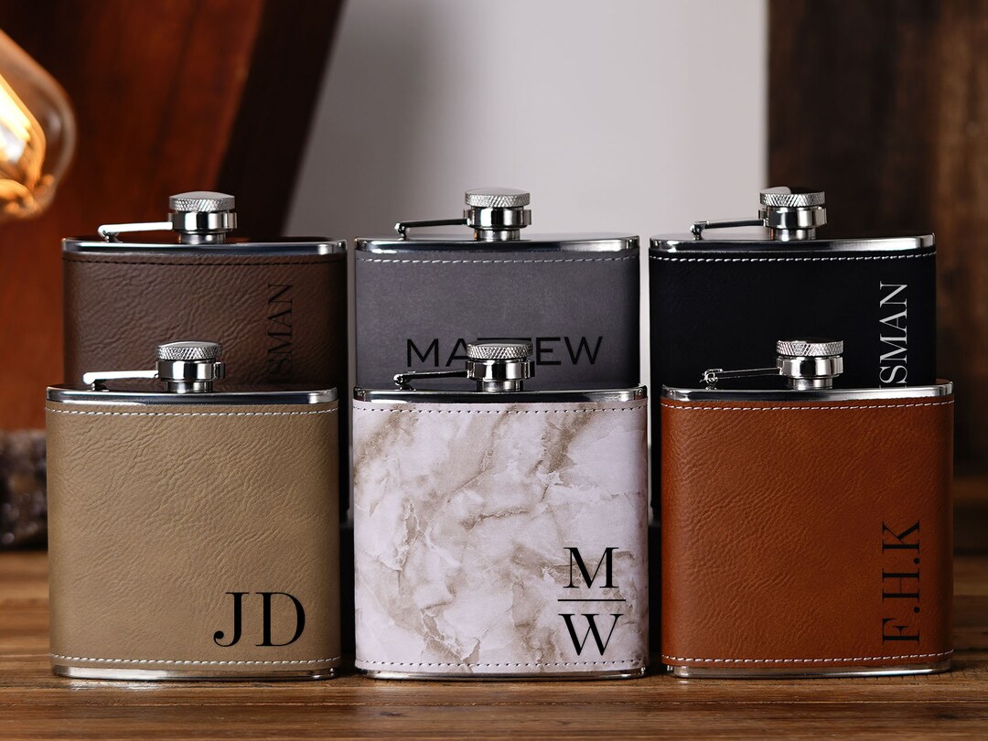 Groomsmen Leather Flaskpersonalized Flask for Men Leather - Etsy