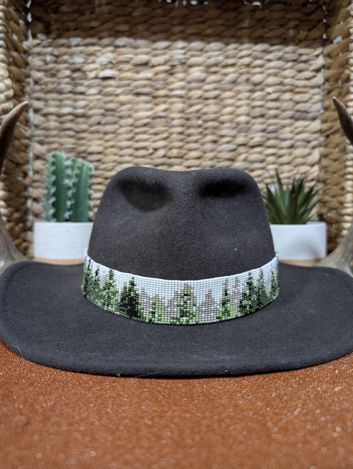 Beaded Hat Band/pine Tree Forest/nature/pnw/boho/leather/western ...