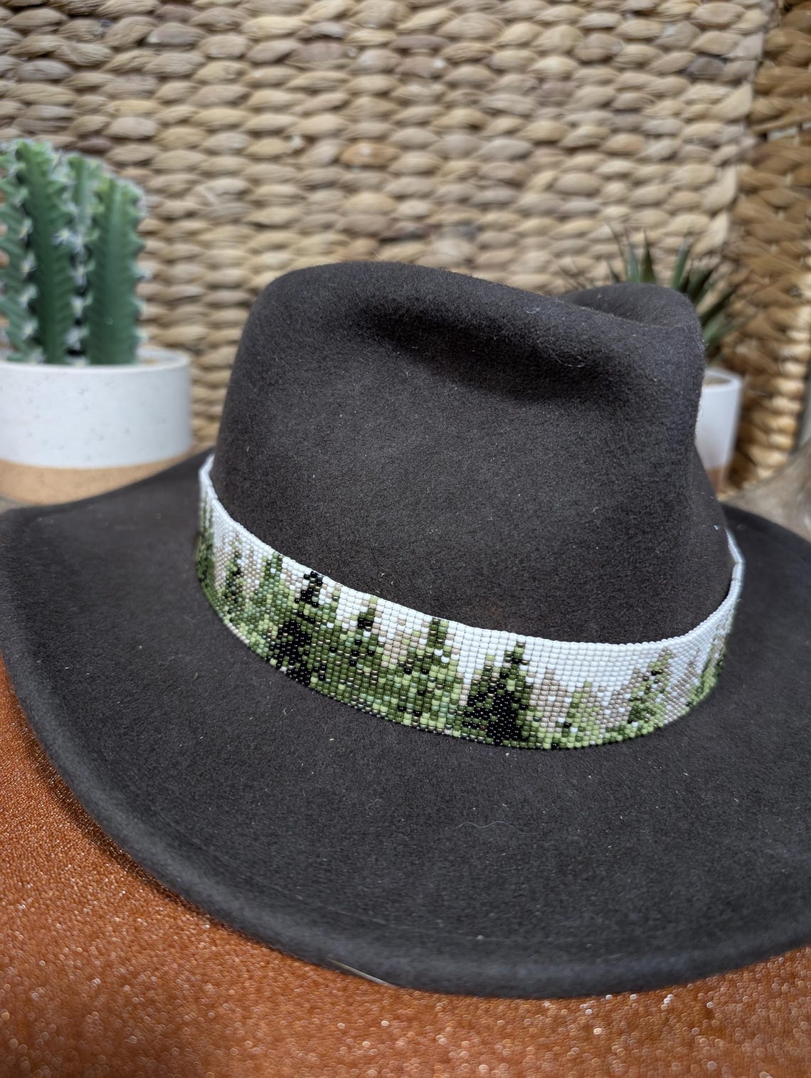 Beaded Hat Band/pine Tree Forest/nature/pnw/boho/leather/western ...