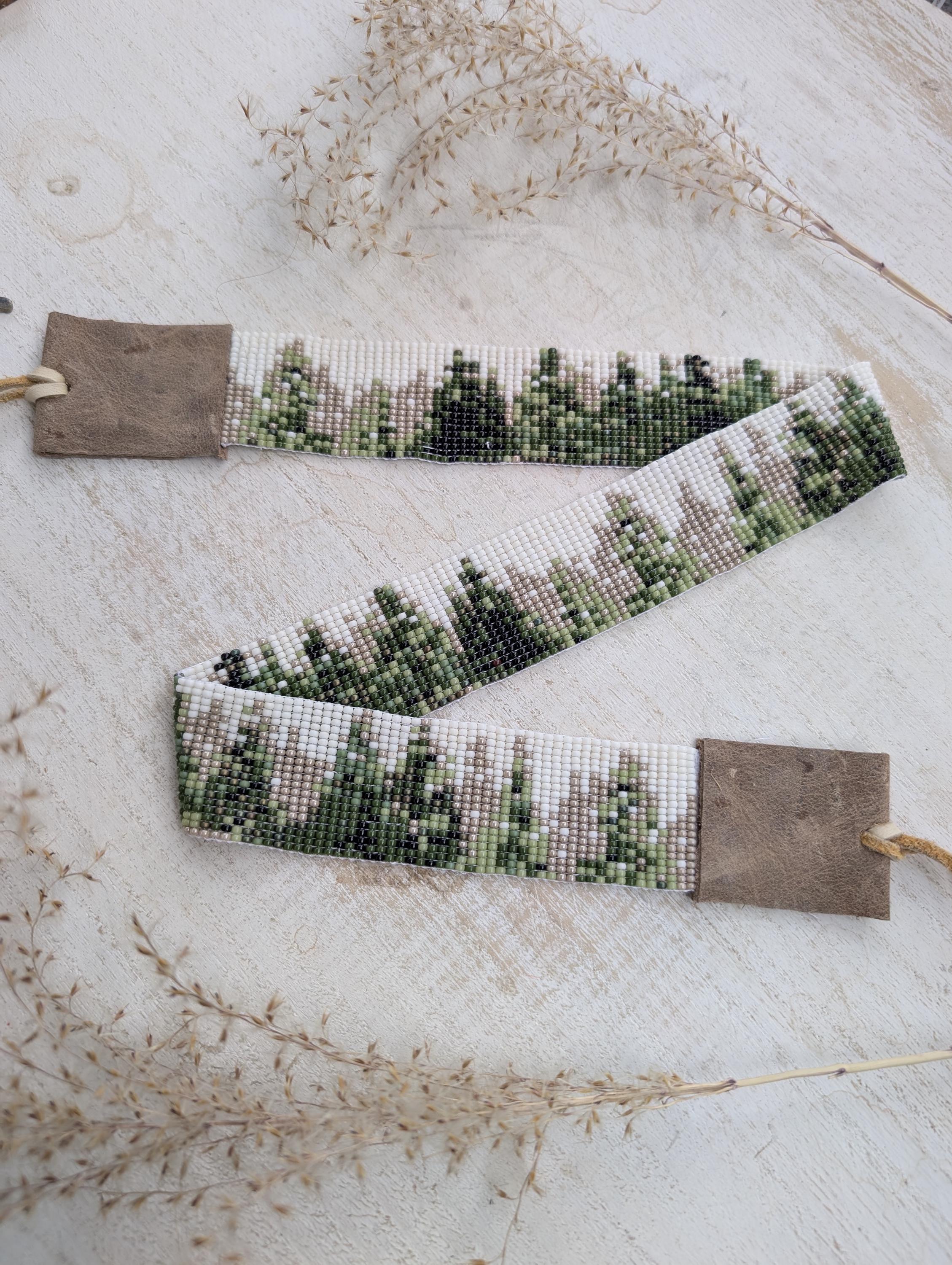 Beaded Hat Band/pine Tree Forest/nature/pnw/boho/leather/western ...