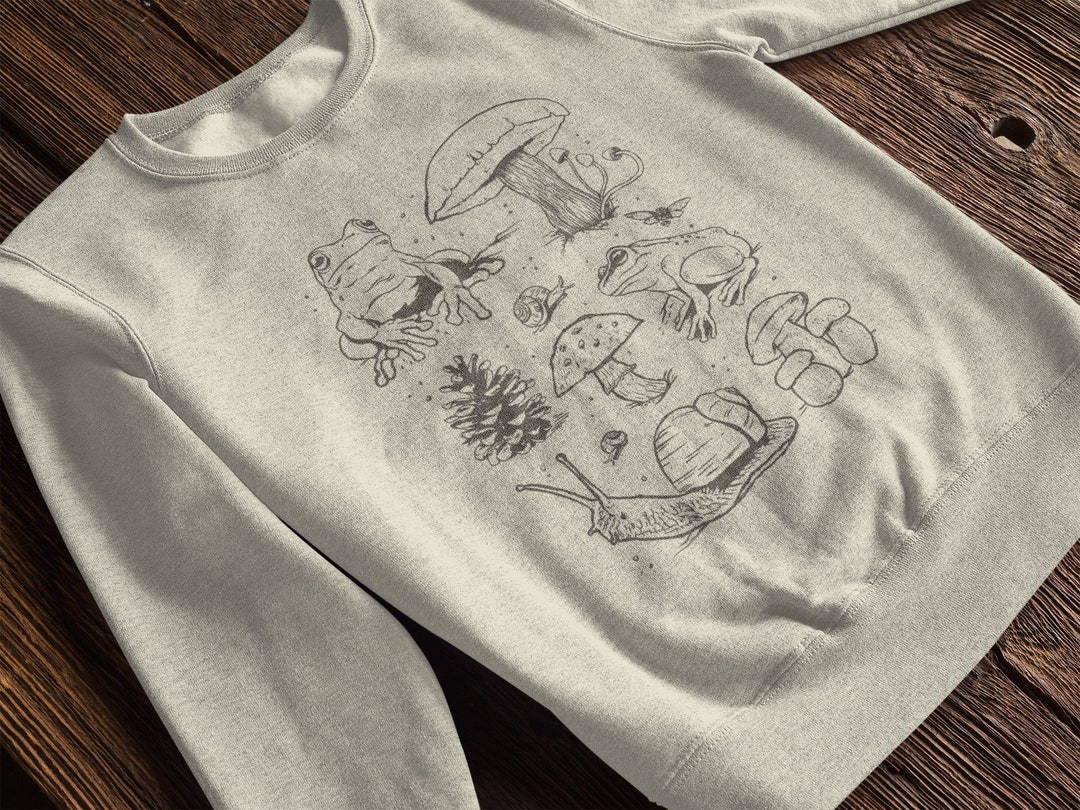 Organic Pullover in Cottage Core Style With Mushrooms and Frogs ...