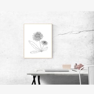 Dandelion Clipart | Fine Line Digital Download | Hand Drawn - Etsy