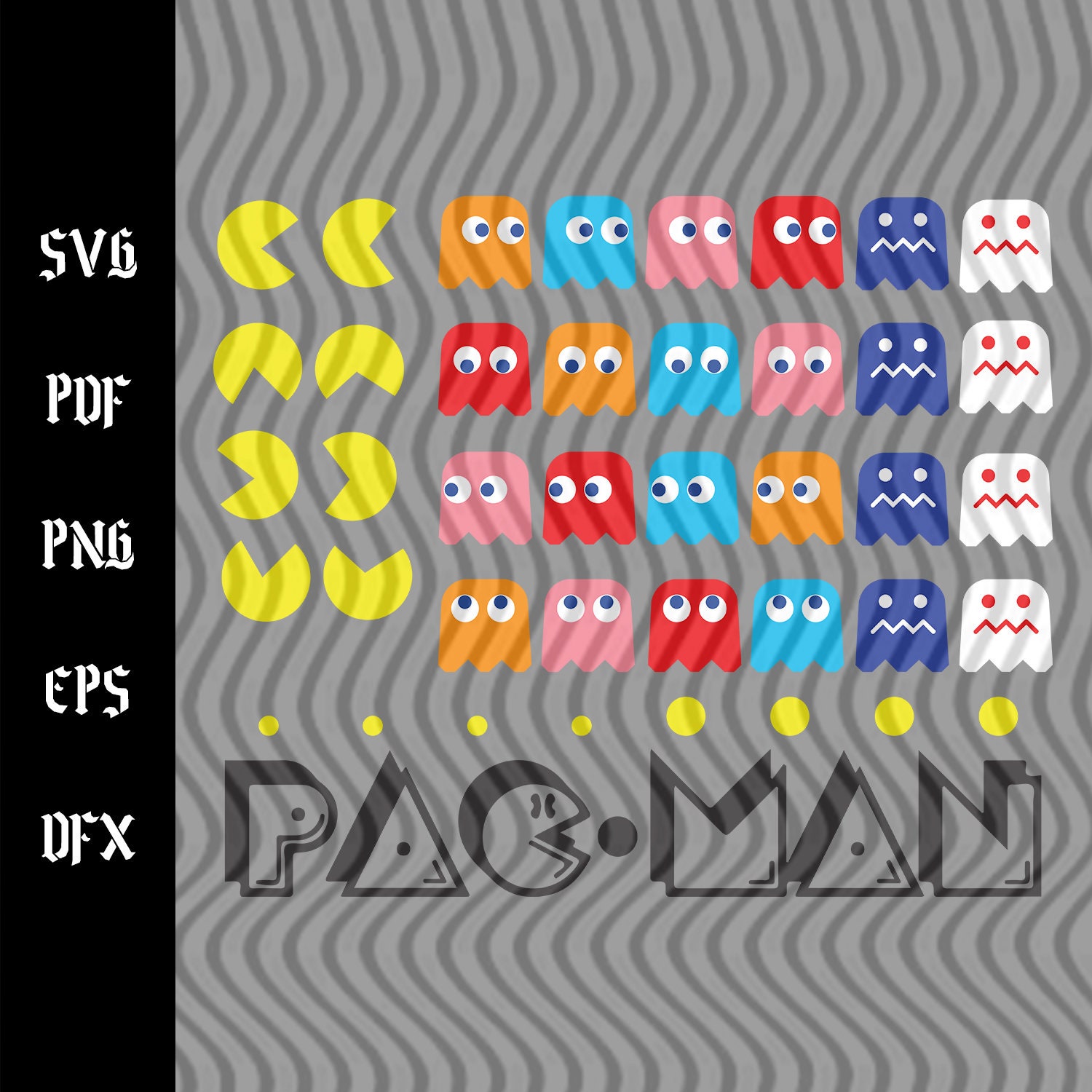 Pacman Svg Bundle Pacman Svg File Pacman Clip art Arcade | Etsy