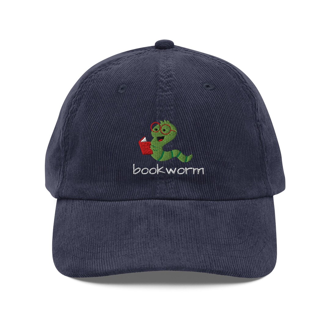 Bookworm Embroidered Corduroy Hat, Bookworm Hat, Book Lover Hat ...