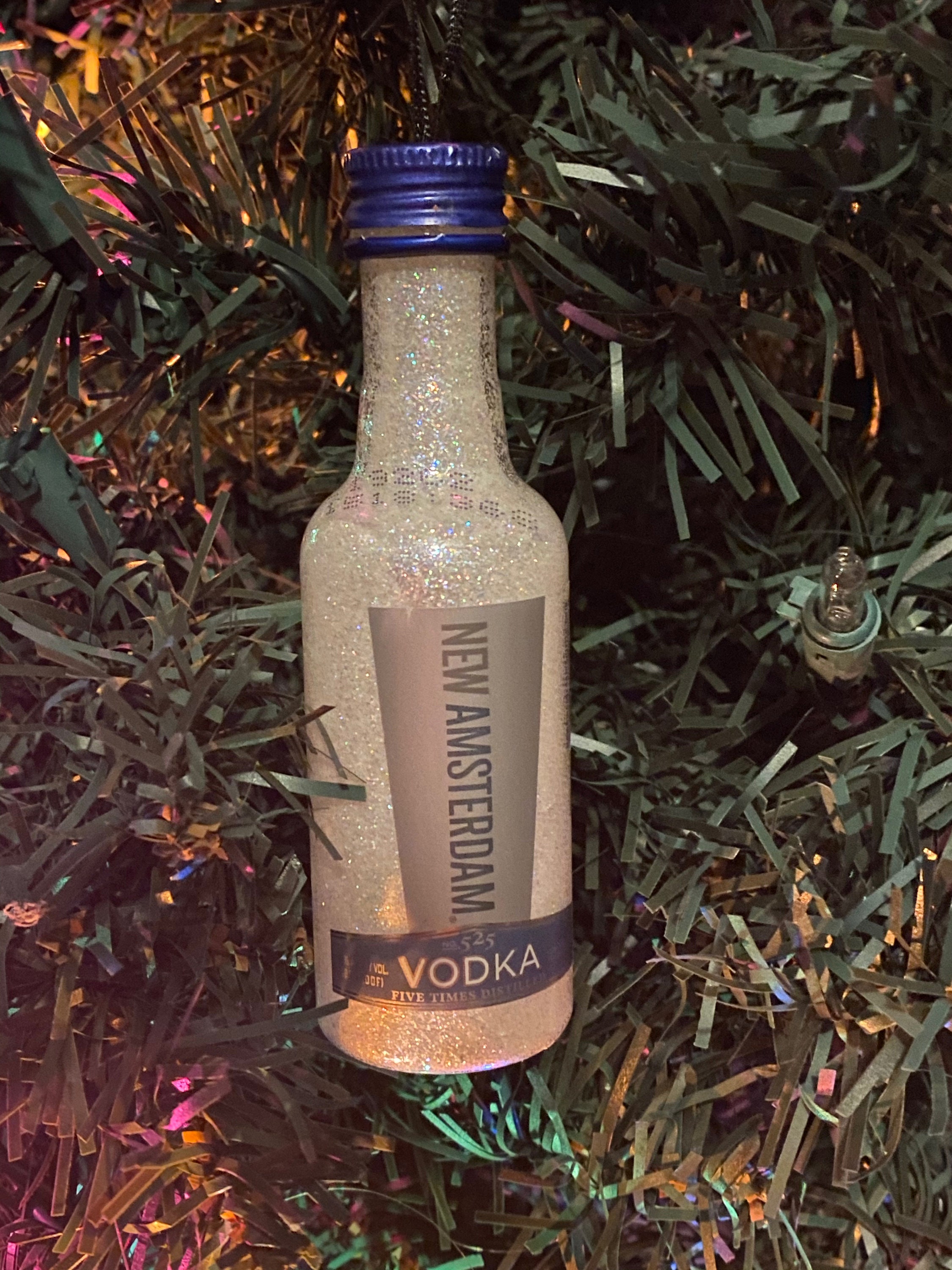 New Amsterdam Vodka Ornament Liquor Bottle Handmade Glitter Ornament ...