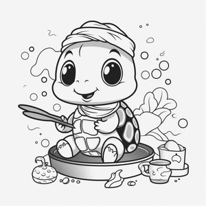 Childrens Coloring Book | Turtle Themed | Instant PDF Download & Print ...