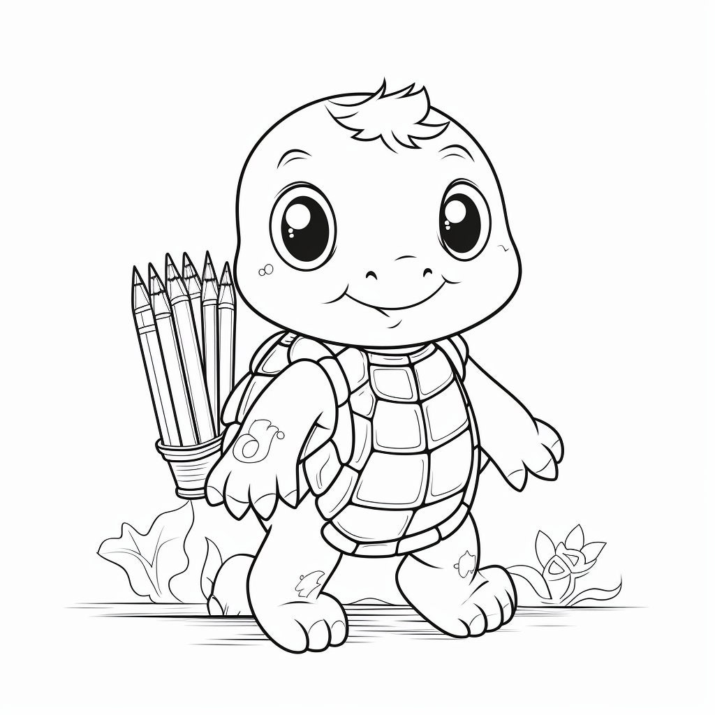 Childrens Coloring Book | Turtle Themed | Instant PDF Download & Print ...