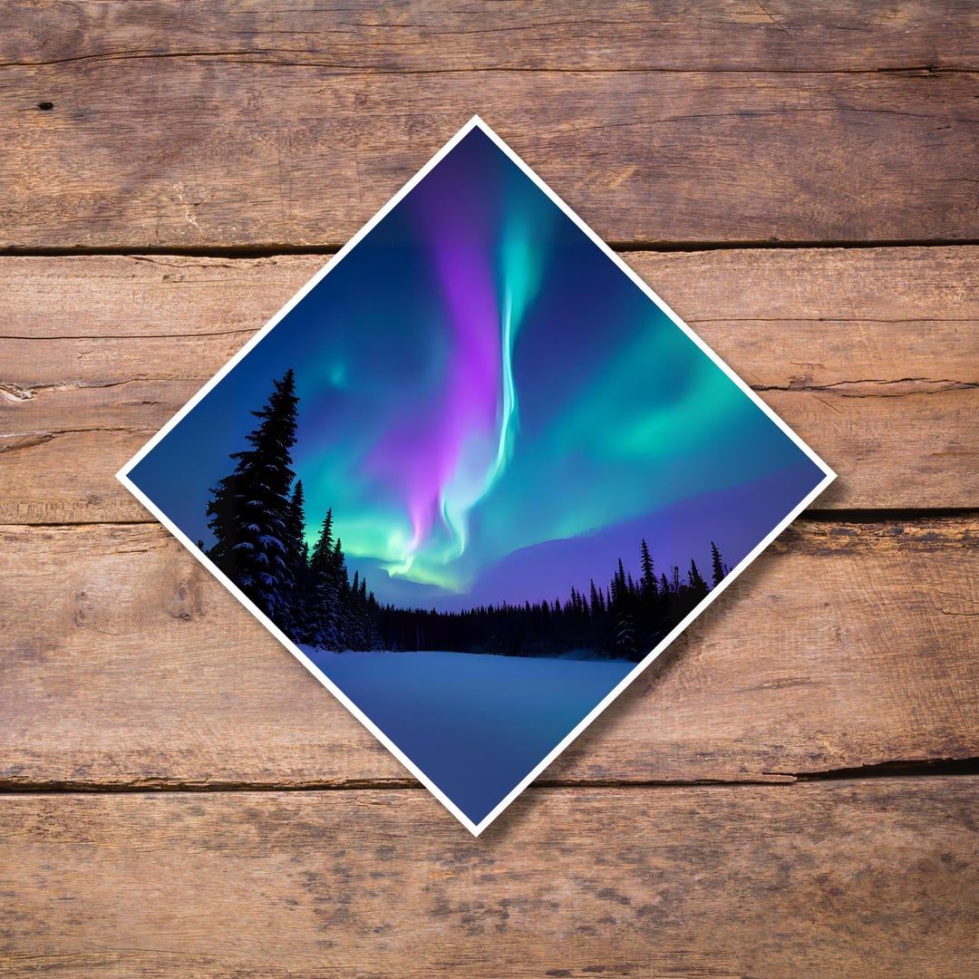 Aurora Borealis Sticker: Northern Lights Forest Vinyl Decal - Etsy