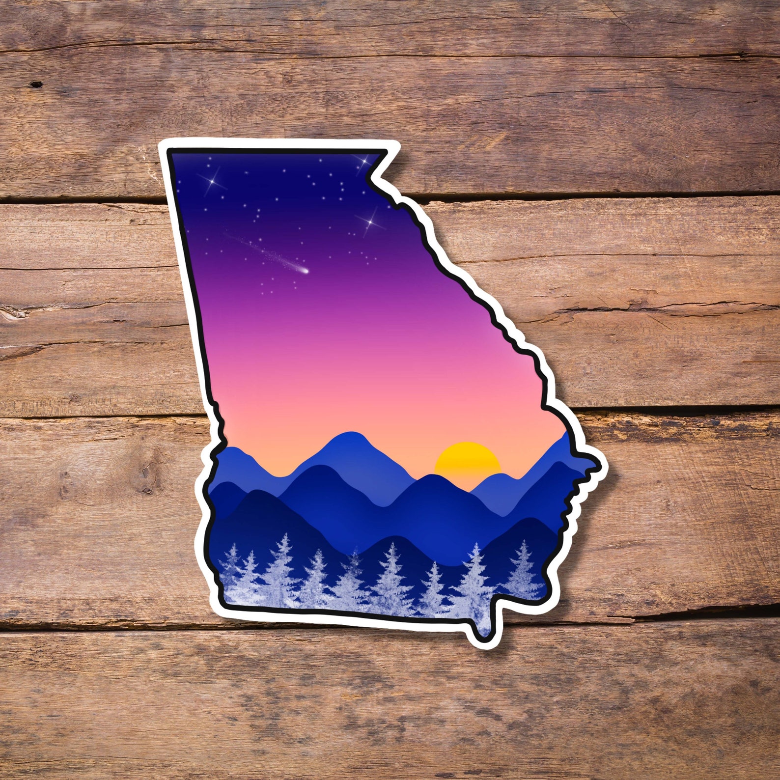 Georgia Mountains Sticker, Georgia State, Georgia Sticker, GA State ...
