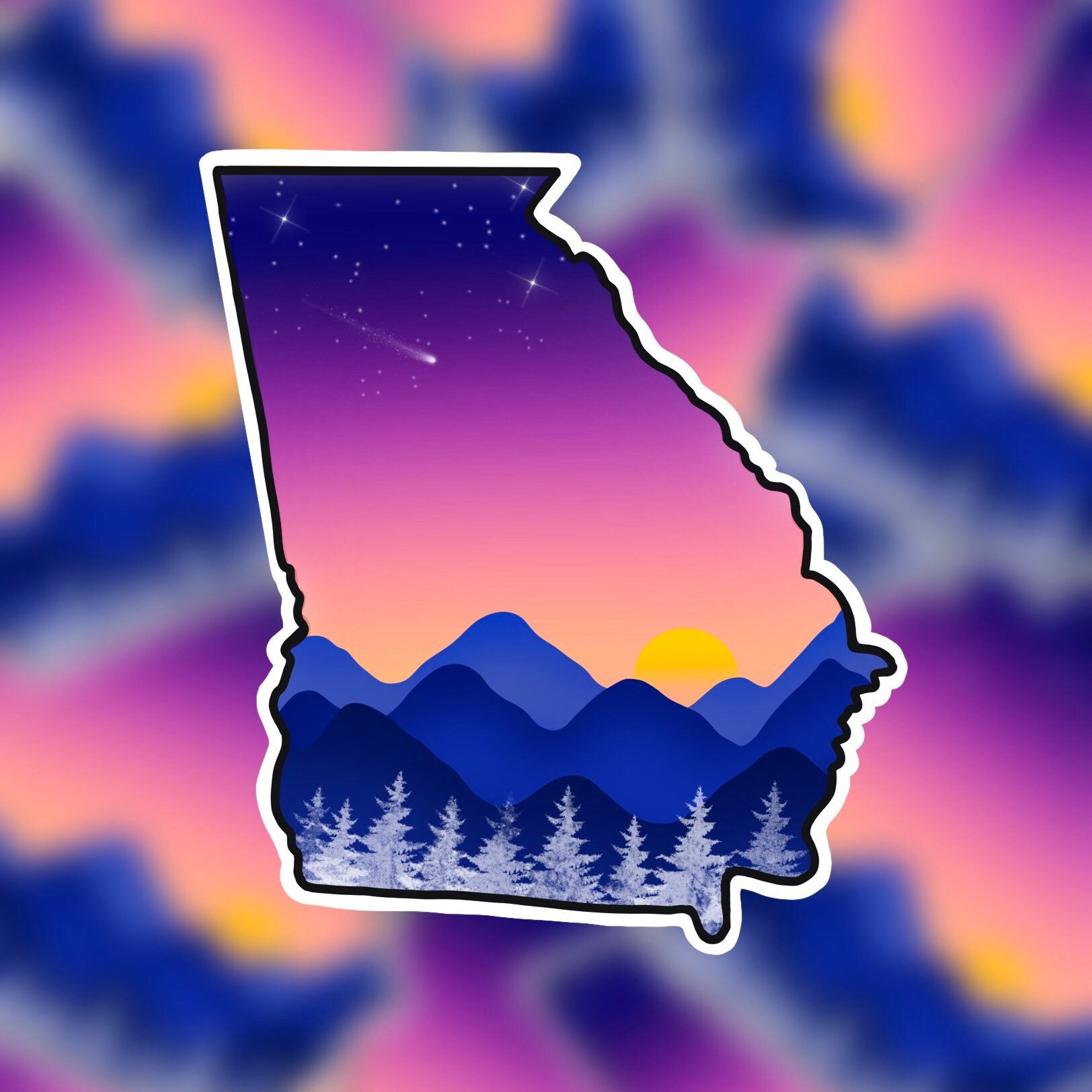 Georgia Mountains Sticker, Georgia State, Georgia Sticker, GA State ...