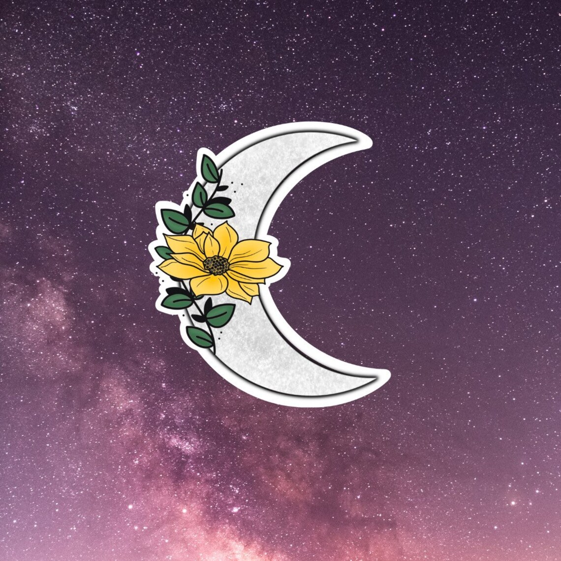 Crescent Moon Sticker Moon Decal Flower Sticker Flower - Etsy Israel