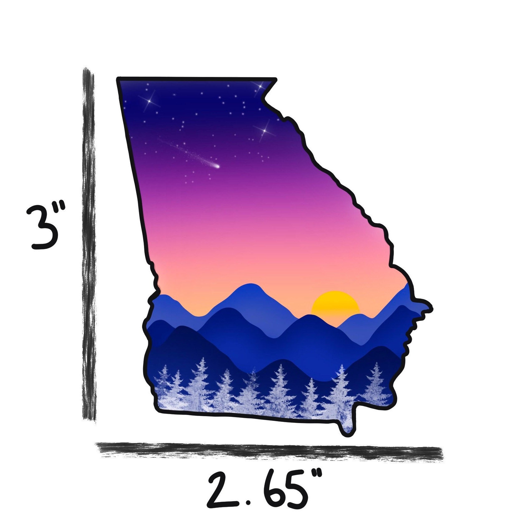 Georgia Mountains Sticker, Georgia State, Georgia Sticker, GA State ...