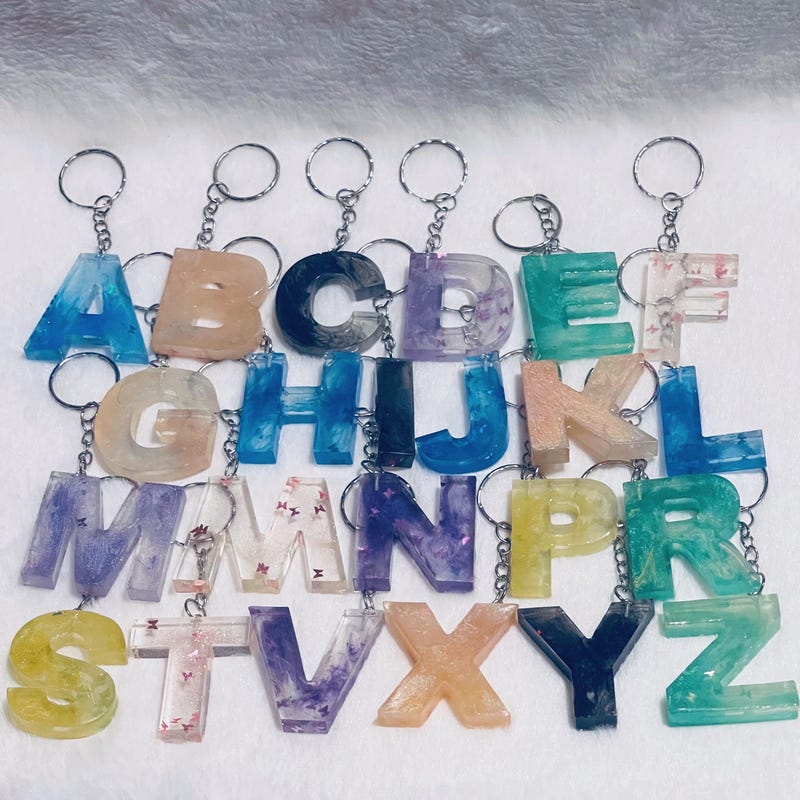Resin Letter Keychain - Etsy
