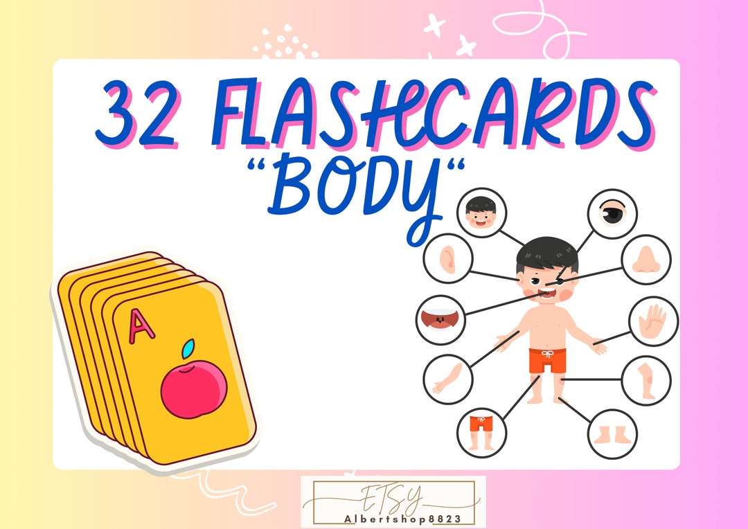 Flashcards of BODY (ENGLISH) for Kids (32 Flashcards) PDF - Etsy