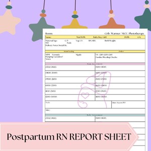 Postpartum Nurse Report Sheet Template - Etsy