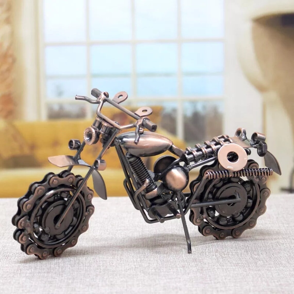 Vintage Motorcycle Model Retro Motor Figurine Iron Motorbike Statue ...
