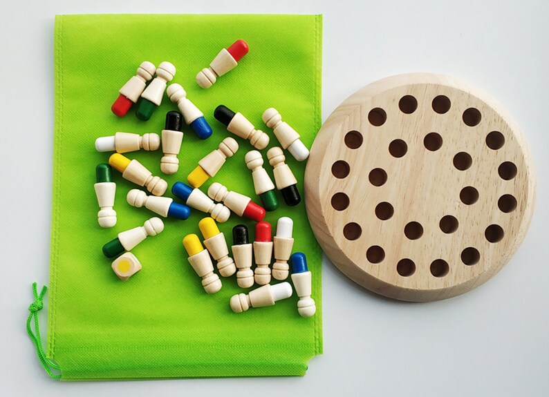 Color Memory Game Wooden Match Stick Chess Fun Board Puzzles - Etsy