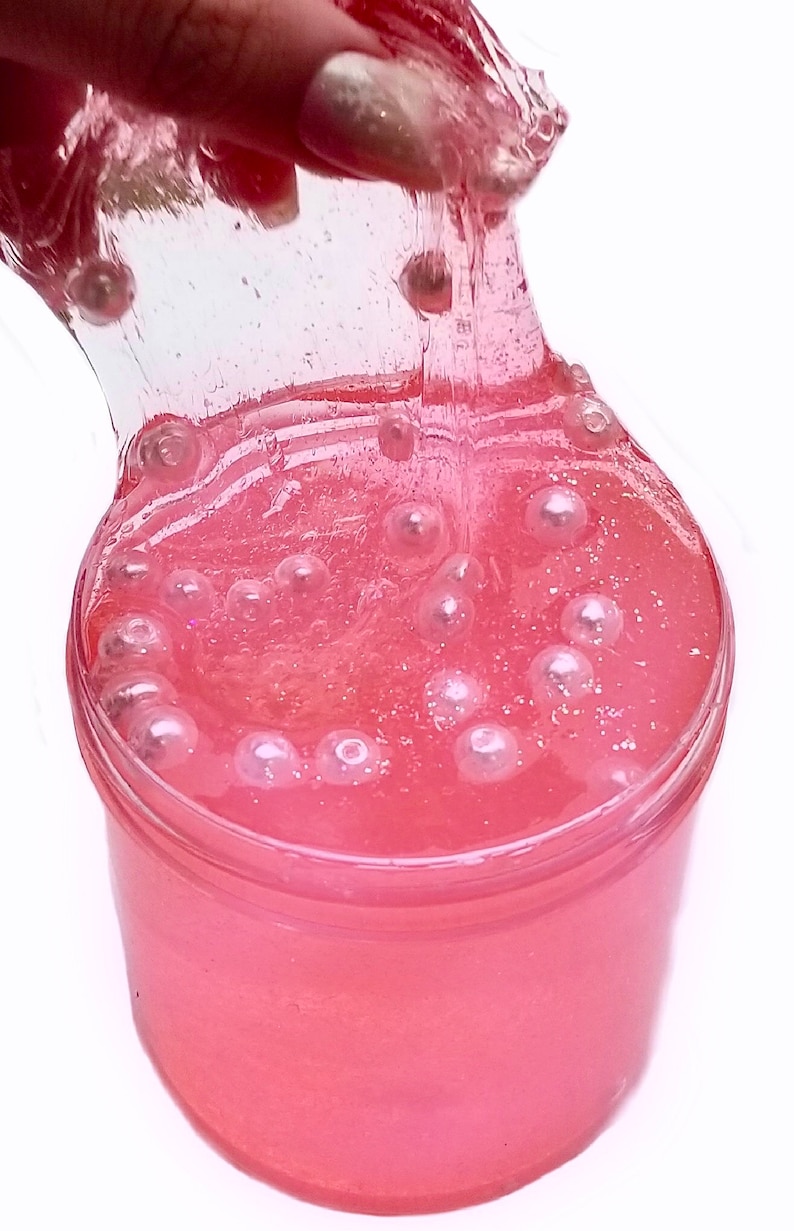 Pink Sugar Pearls Clear Slime Thick Glitter Clear Slime | Etsy