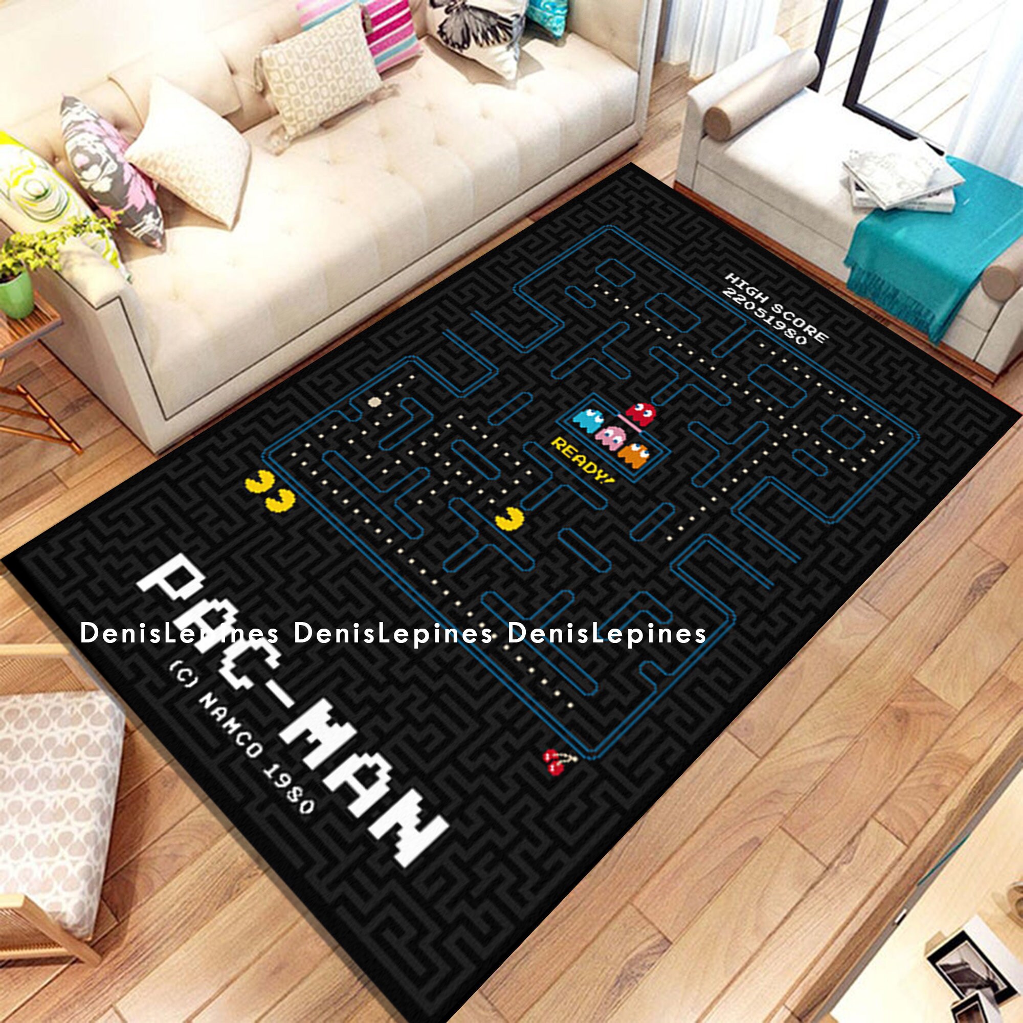 Pac-Man Retro Video Game Rug Game Room Carpet | Etsy