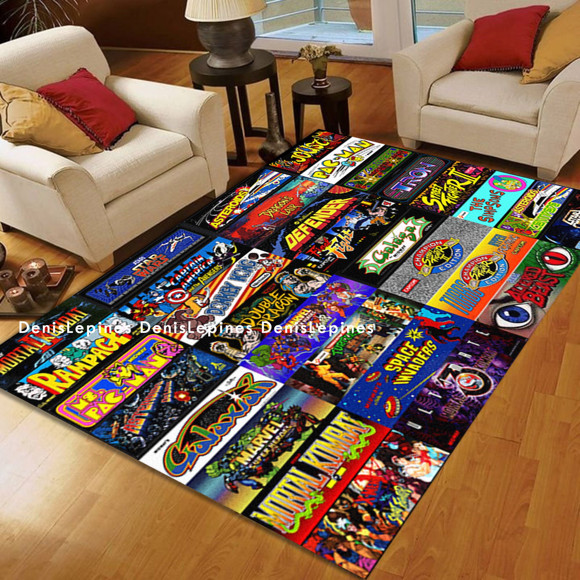 Arcade Marquee Video game Rug Pacman Donkey Kong Double | Etsy