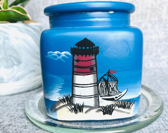 Upcycled Glass Lighthouse Planter, 3.25” X 3.24” Square Pot With ...