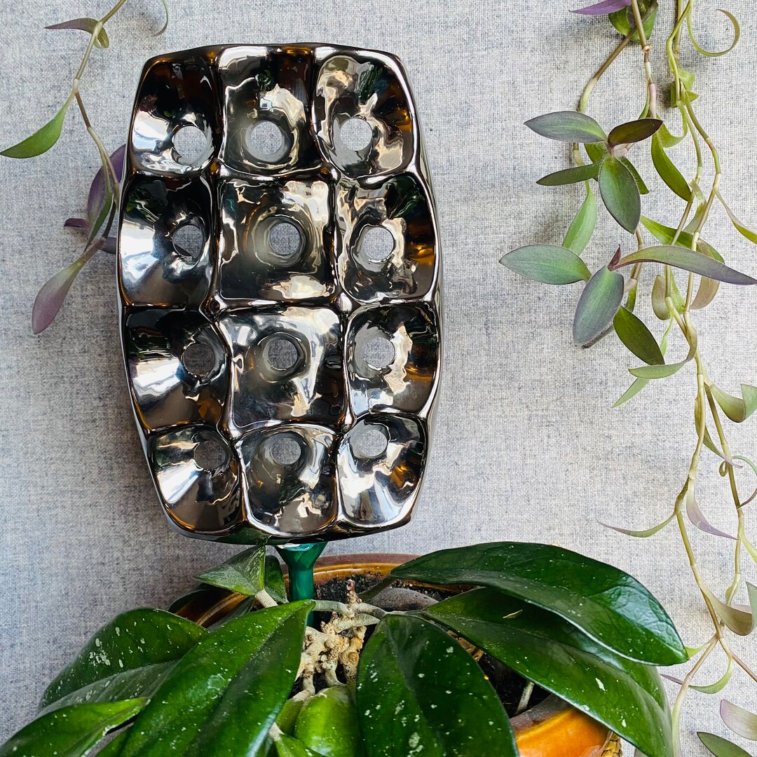 Large Upcycled Modern Silver Ceramic Plant Spike/watering Bulb to Water ...