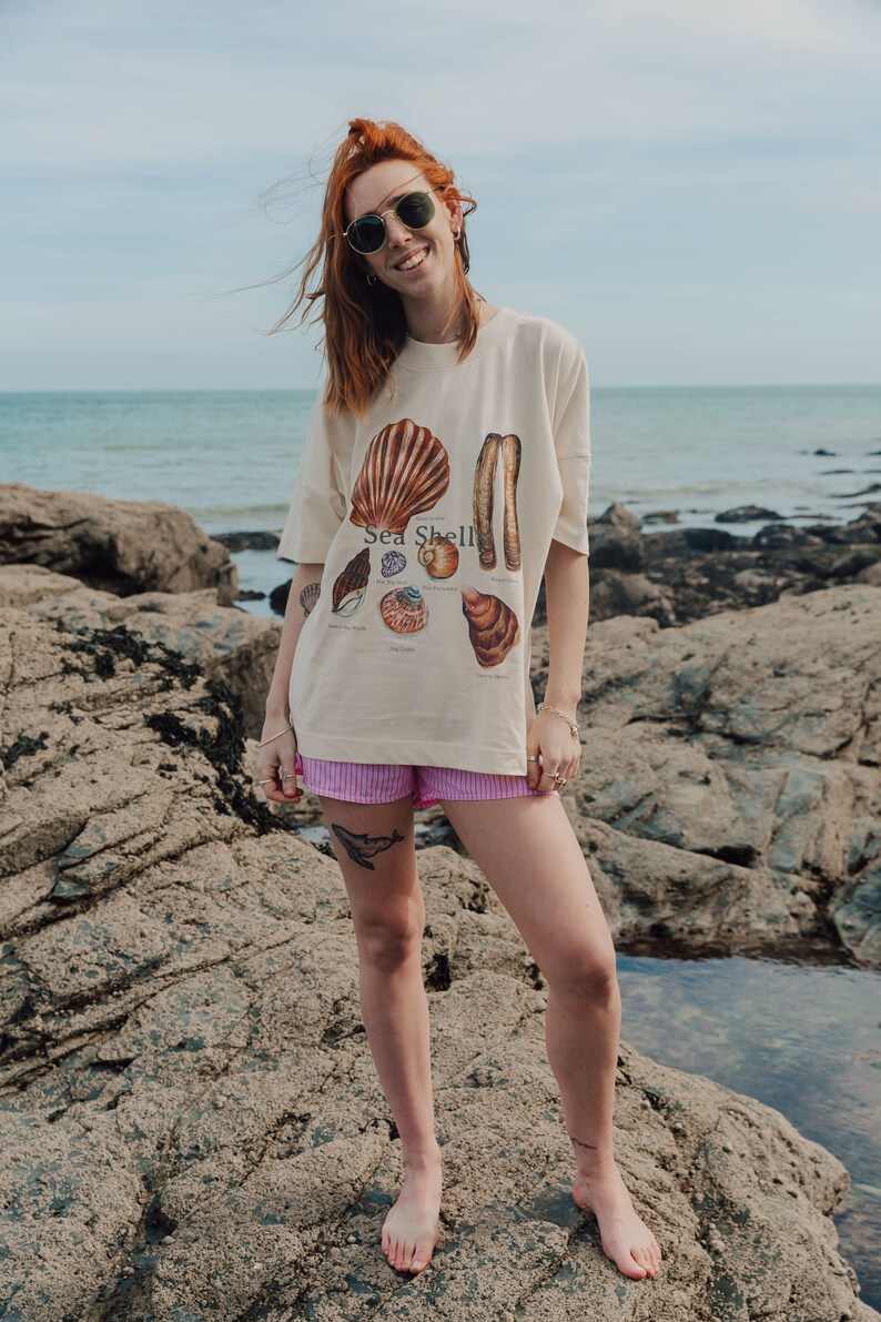 Sea Shells Oversized Tee | Vintage Inspired Shell Tee - Etsy