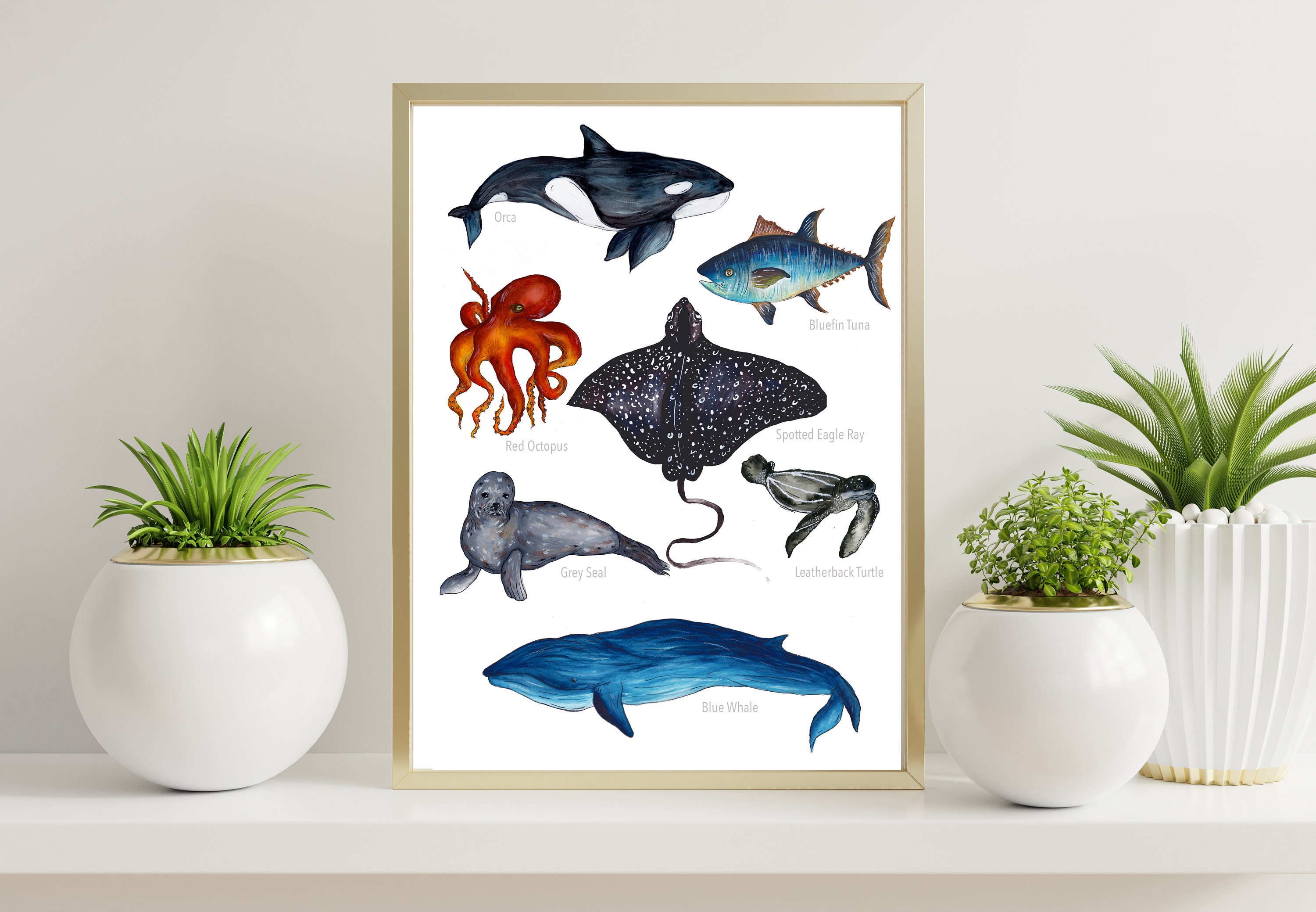 Sea Life Poster, Under the Sea Print, Nursery Ocean Decor, Nursery Wall ...