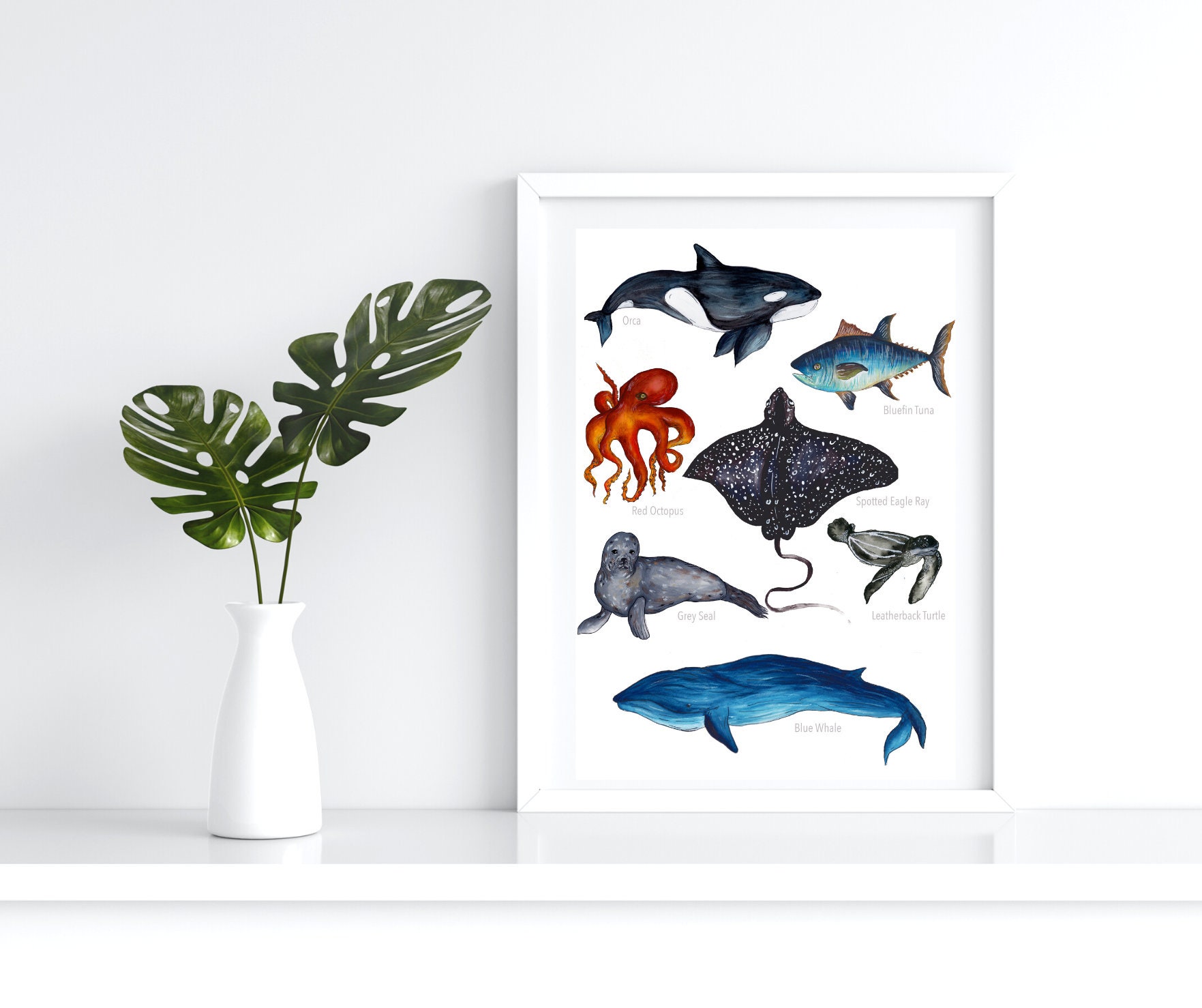 Sea Life Poster, Under the Sea Print, Nursery Ocean Decor, Nursery Wall ...