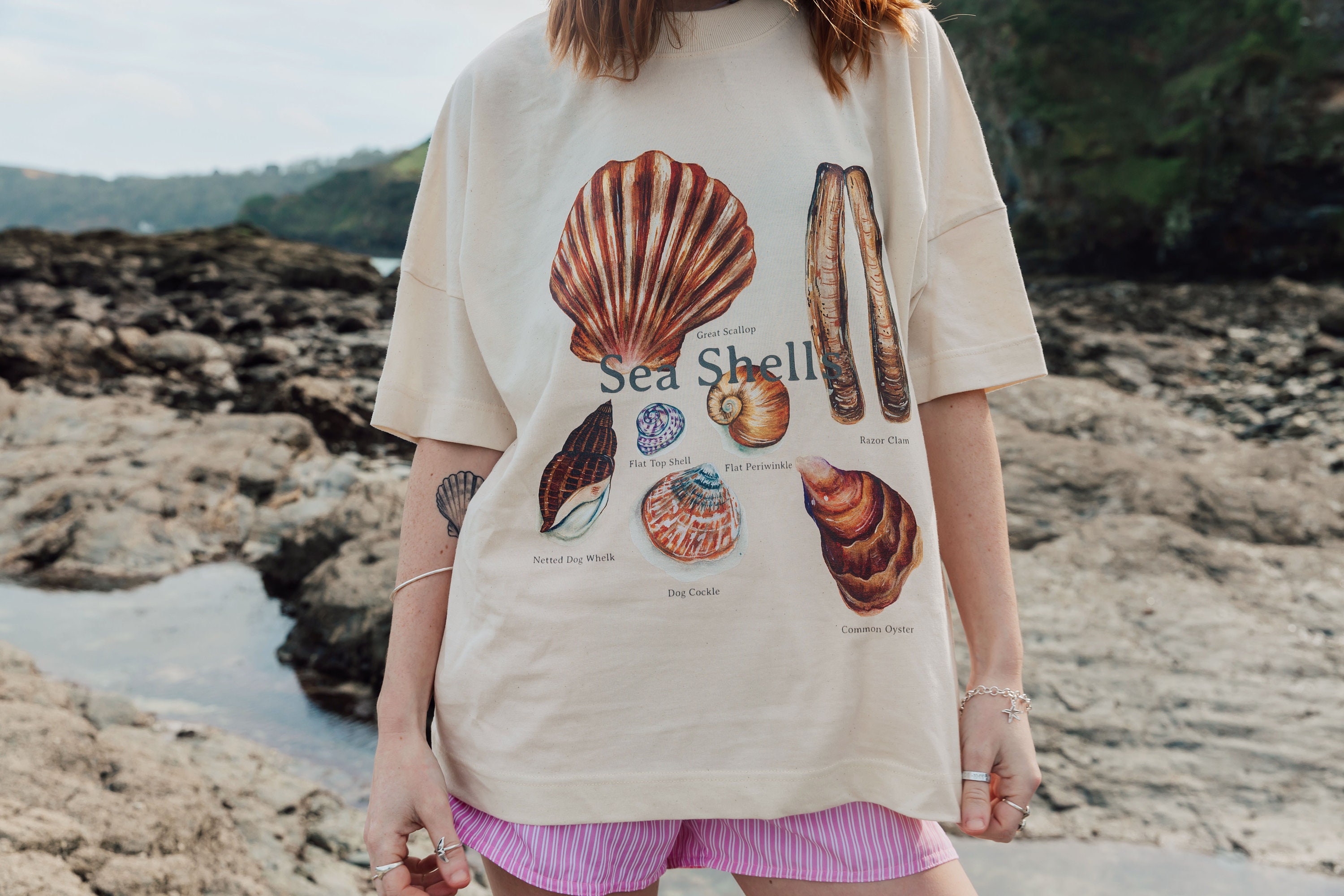 Sea Shells Oversized Tee | Vintage Inspired Shell Tee - Etsy