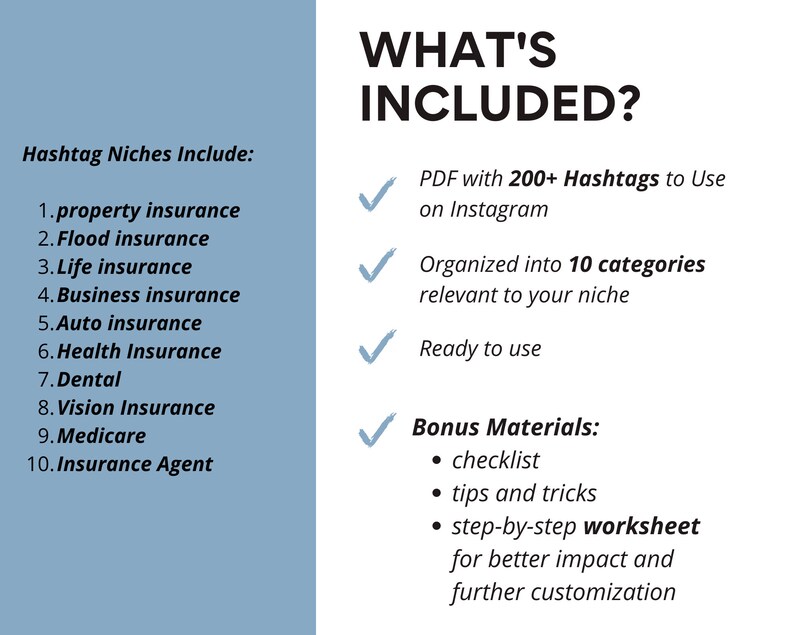 Insurance Instagram Hashtags Strategy and Planning Guide - Etsy