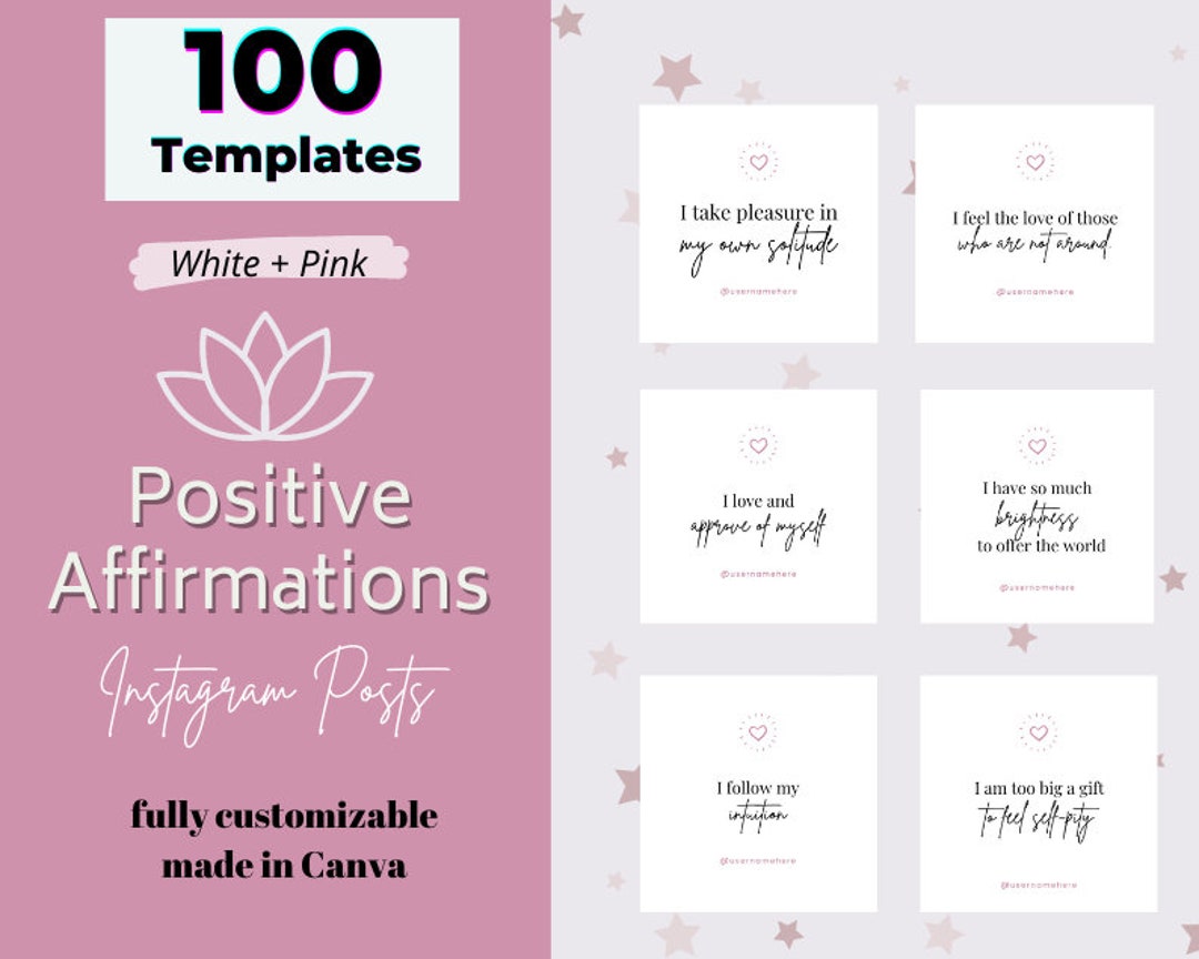 White & Rose Positive Affirmation Template Inspirational Positive ...