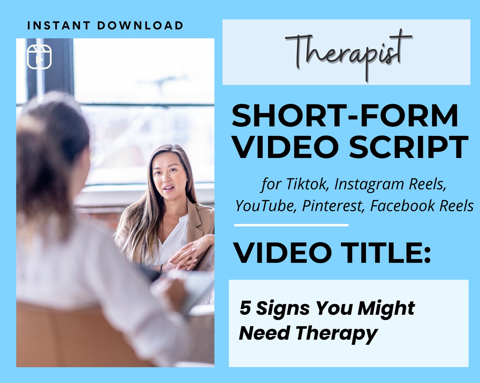 Therapist Video Script for Tiktok, Instagram Reels, Youtube, Mental ...