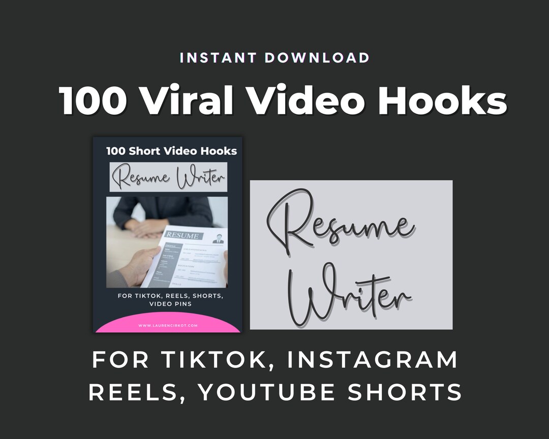 100 Viral Video Hooks for Resume Writers (PDF Download) - Etsy