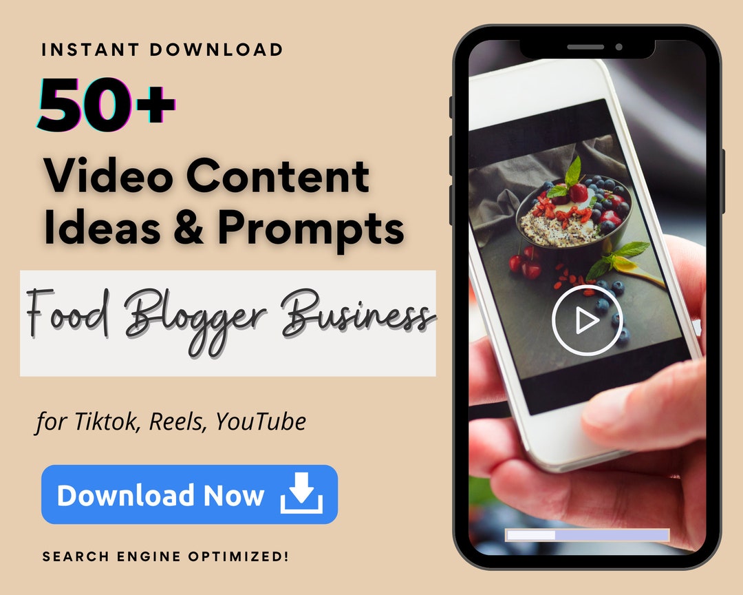 50+ Food Blogger Video Ideas: Tiktok, Reels, Youtube (digital Download ...
