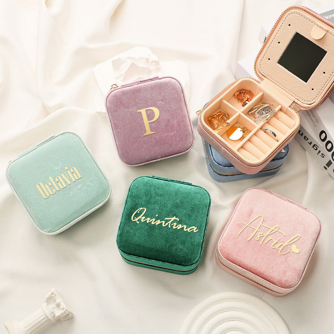 Custom Velvet Jewelry Box, Travel Jewelry Case, Bridesmaid Gift ...